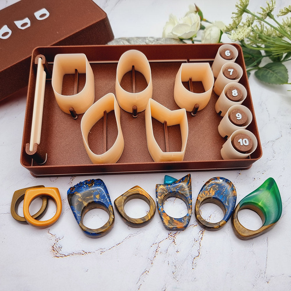 Ring Maker Toolkit Set 2 – 5 Unique Shapes + 5 Ring Size Cutters (US 6 ...
